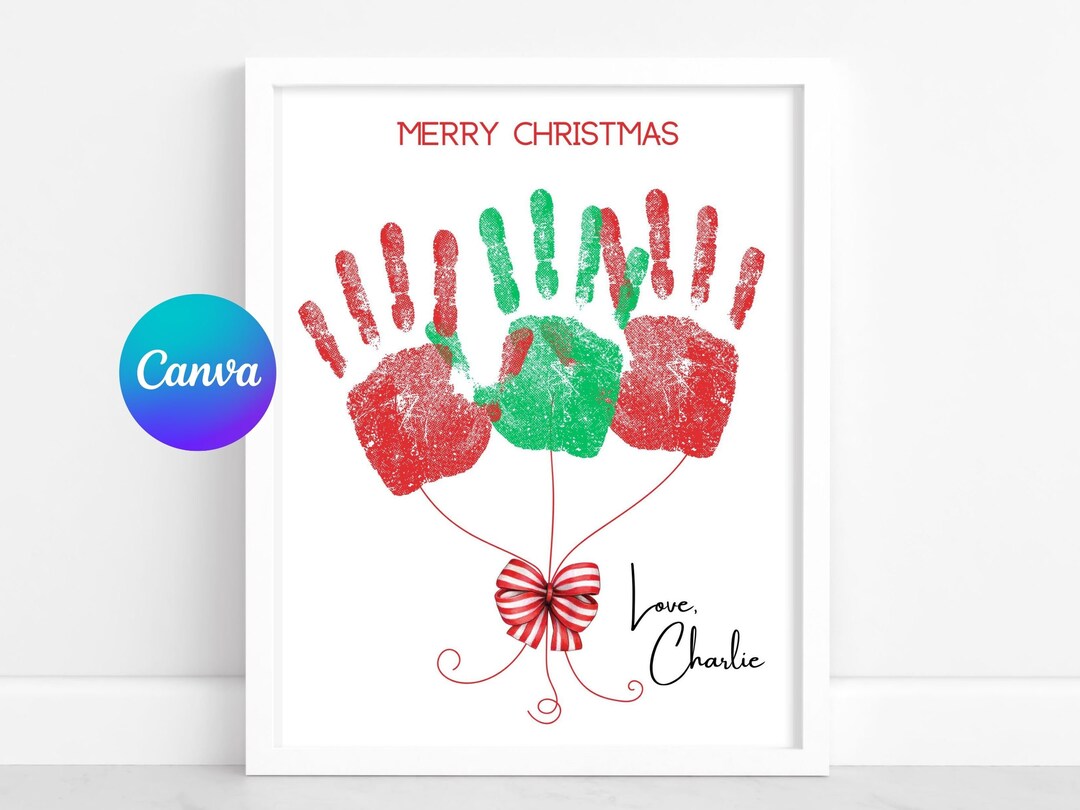 Printable Christmas Handprint Craft Personalized Handprint Keepsake ...