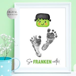 PRINTABLE Footprint Halloween Art Craft Baby Franken Footprint Craft ...