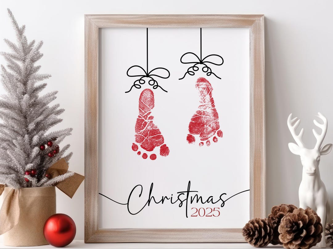 Printable Christmas Footprint Art, DIY Footprint Craft, Baby's First ...