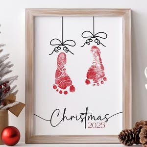 Printable Christmas Footprint Art, DIY Footprint Craft, Baby's First ...