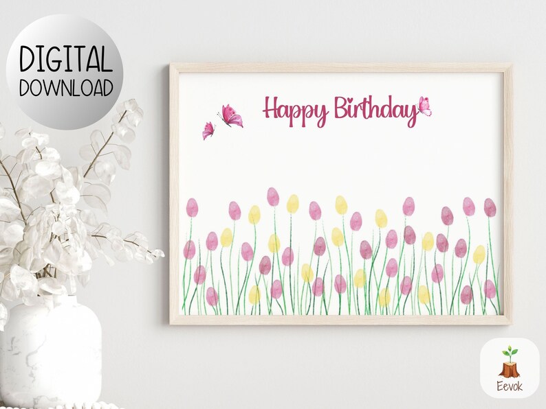 Printable Happy Birthday Fingerprint Art Printable Kids - Etsy