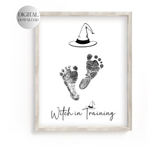 PRINTABLE Footprint Halloween Art Craft, Baby Witch Footprint Craft ...