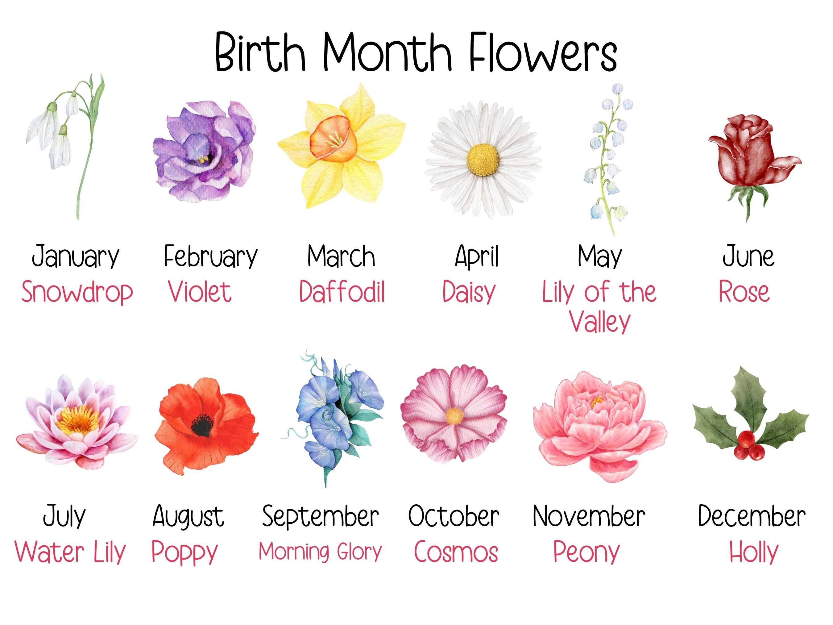 Birth Month Flower Gift Idea Printable Personalized Birth - Etsy