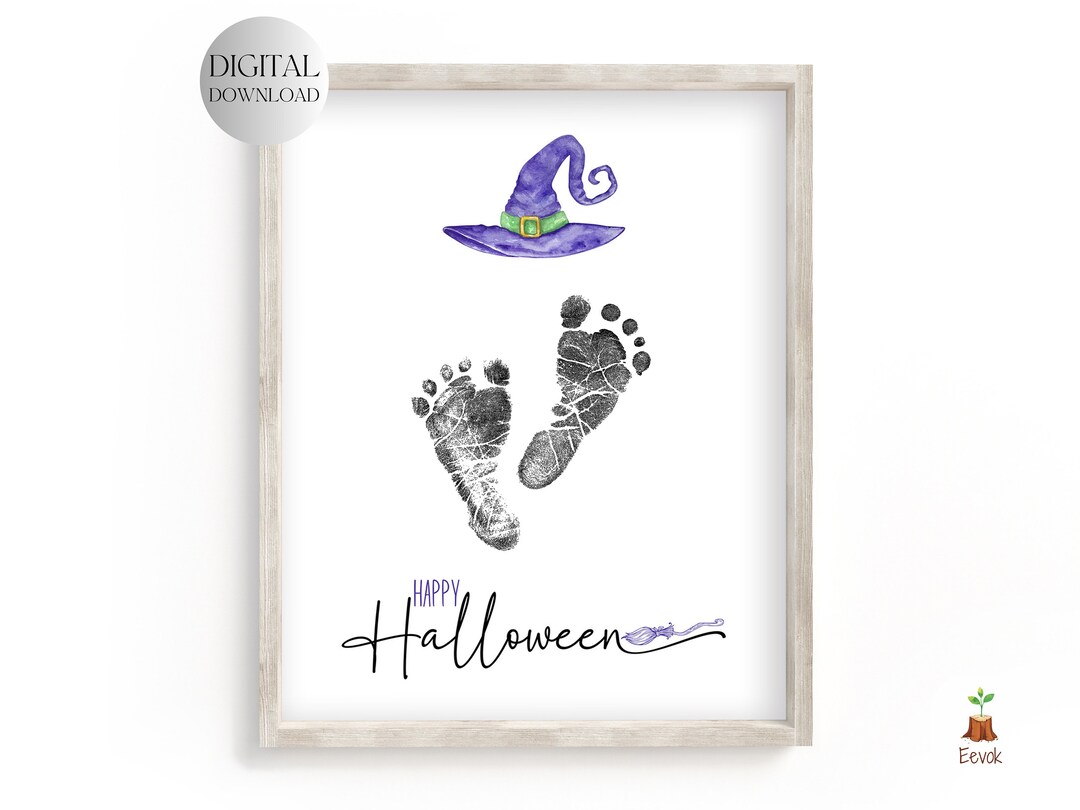 PRINTABLE Footprint Halloween Art Craft, Baby Witch Handprint Craft ...