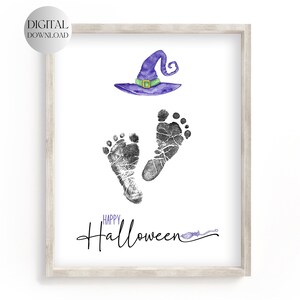 PRINTABLE Footprint Halloween Art Craft, Baby Witch Handprint Craft ...