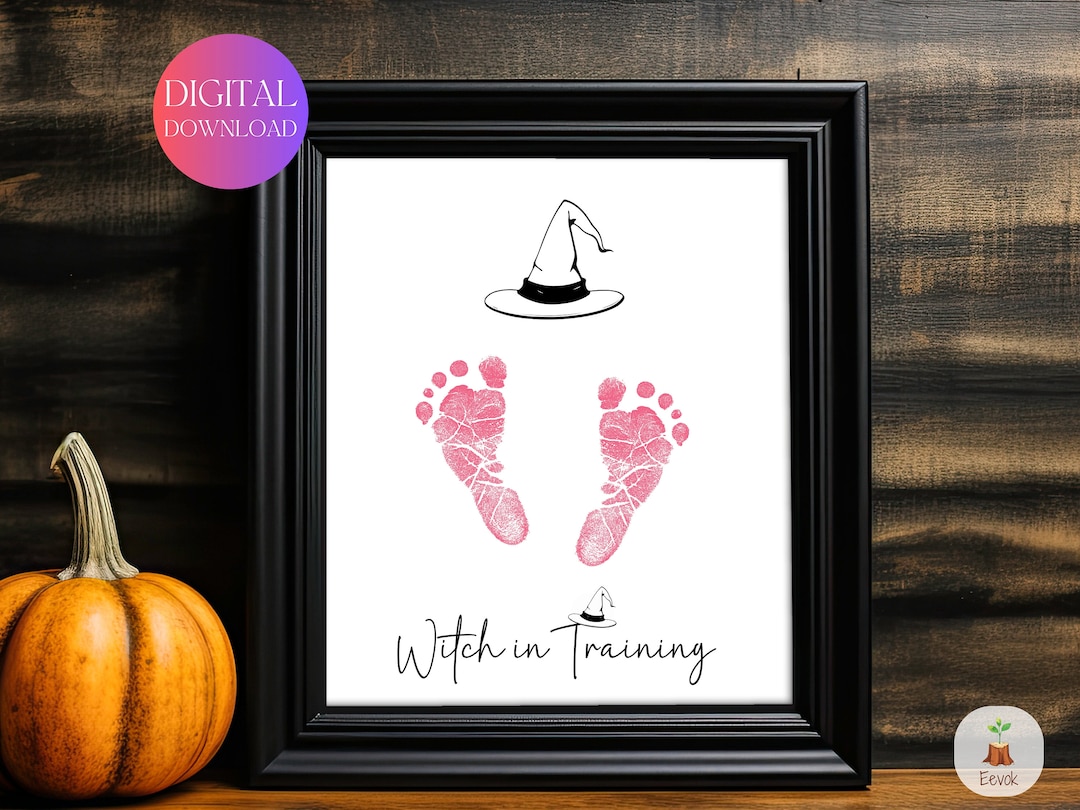 PRINTABLE Footprint Halloween Art Craft, Baby Witch Footprint Craft ...