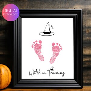 PRINTABLE Footprint Halloween Art Craft, Baby Witch Footprint Craft ...