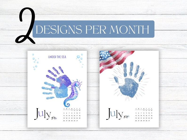 Printable Handprint Calendar, 2026 Calendar, Happy New Year 2026, Baby ...
