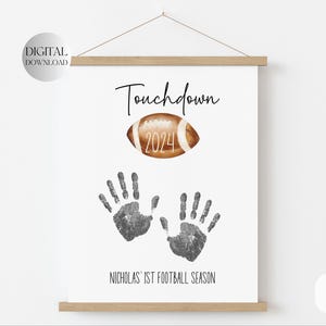 PRINTABLE Football Handprint Craft, Fathers Day Football Footprint 1st ...