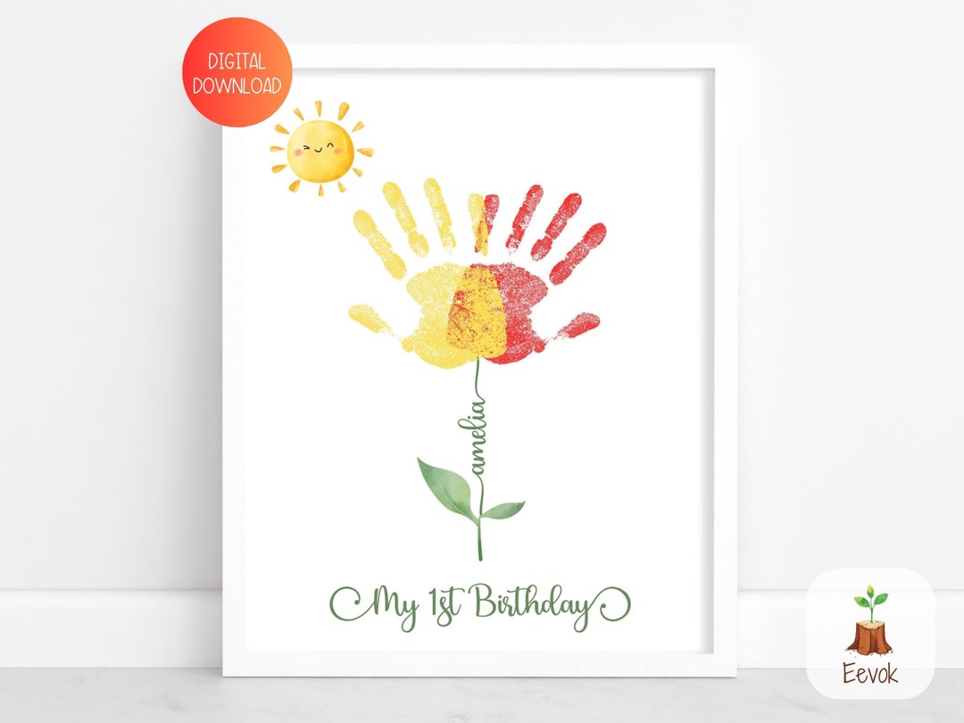 My First Birthday Handprint Keepsake Craft Printable Handprint Craft ...