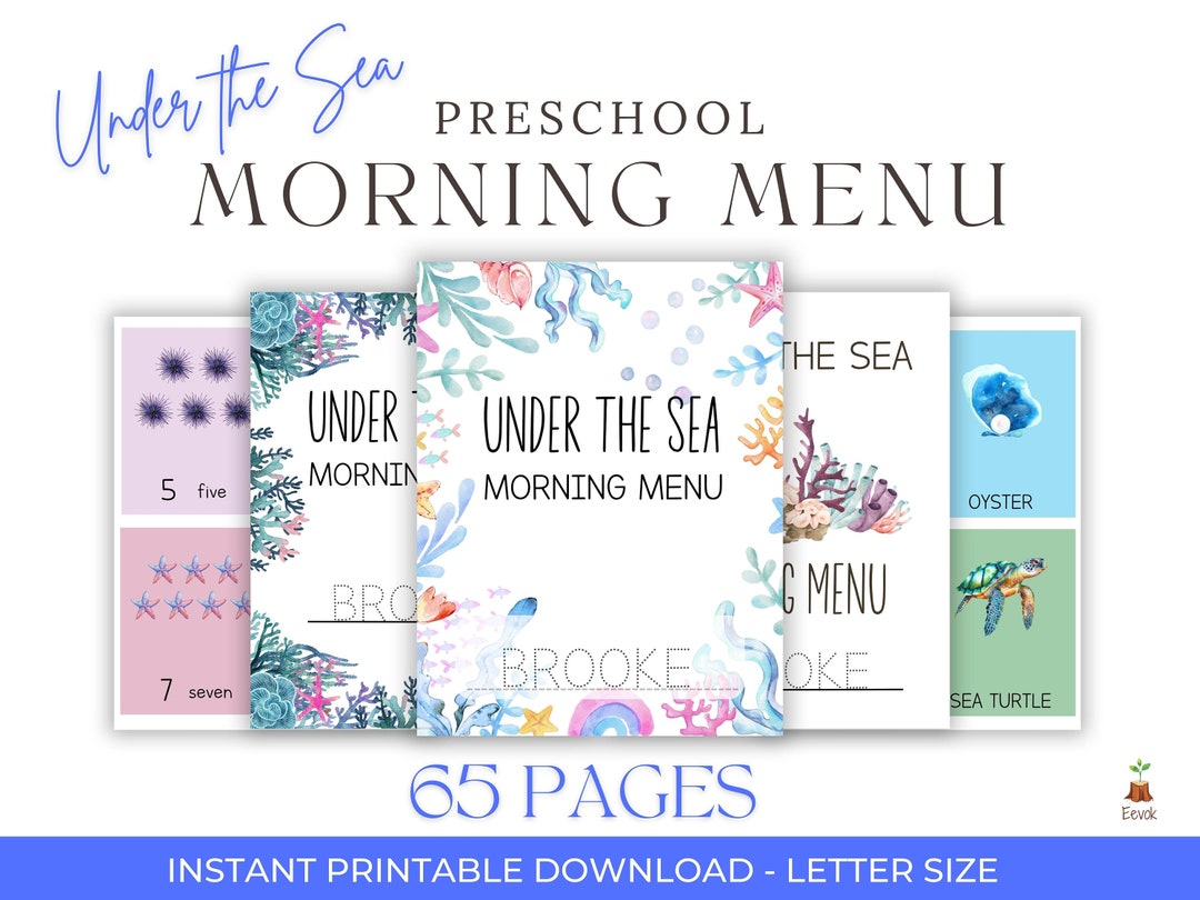 Ocean Animals, Preschool Morning Menu Printable, Toddler Morning Basket ...