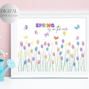 Printable Preschool Craft, Kids Spring is in the Air Fingerprint Art ...