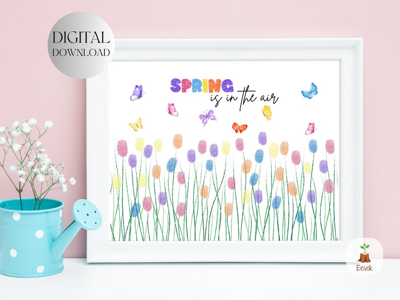 Printable Preschool Craft, Kids Spring is in the Air Fingerprint Art ...