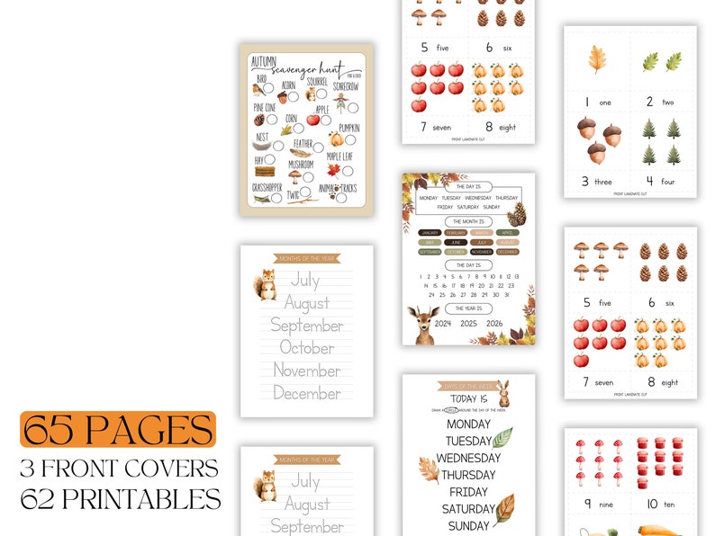 Preschool Autumn Busy Book Printable Toddler Learning Binder Quiet Book ...