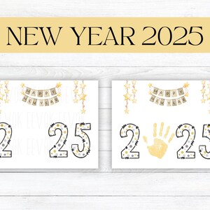 PRINTABLE Happy New Year 2025, Handprint Art Footprint Craft Handprint ...