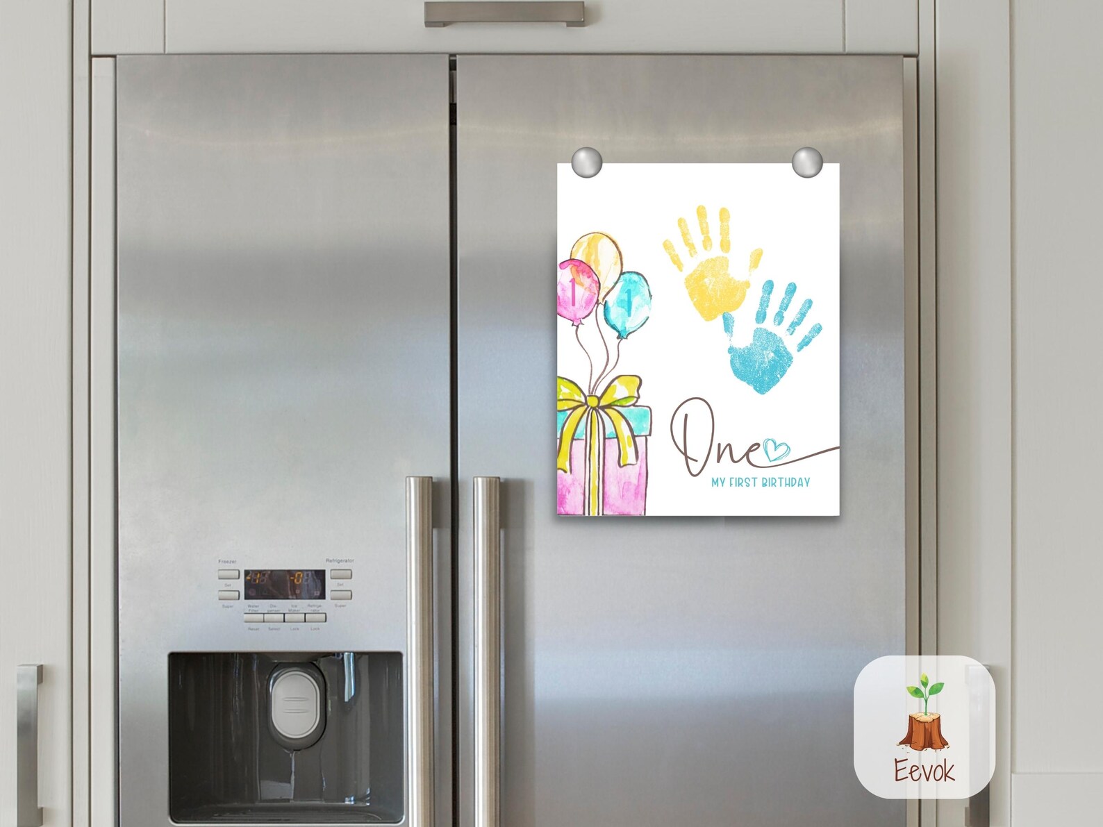 Printable Baby 1st Birthday Milestone, Baby's First Year, Handprint ...