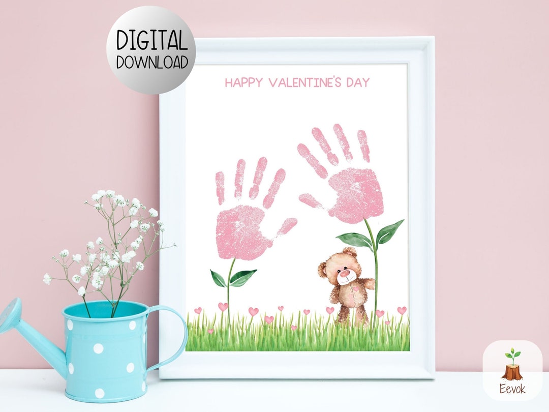 Printable Valentines Day Handprint Craft, Valentine's Day Craft for ...