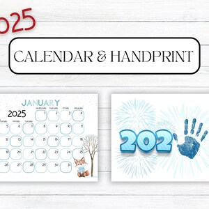 Printable 2025 Kids Calendar Handprint Calendar Art Homeschool Wall ...