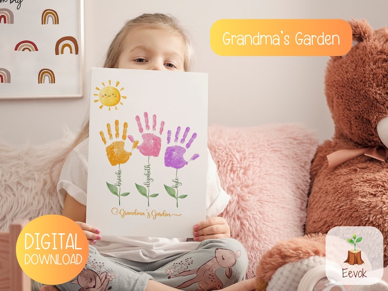 Printable Mother's Day Gift for Grandma, Grandma's Garden Handprint ...