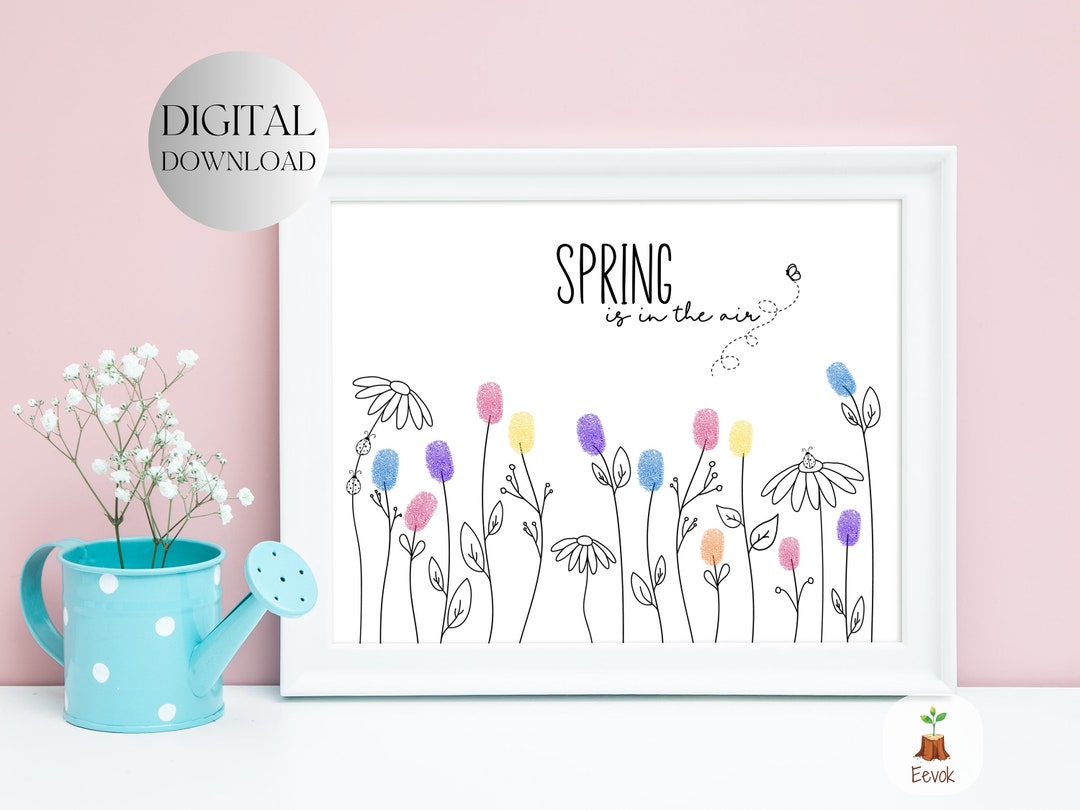 Springtime Preschool Craft, Kids Spring is in the Air Fingerprint Art ...