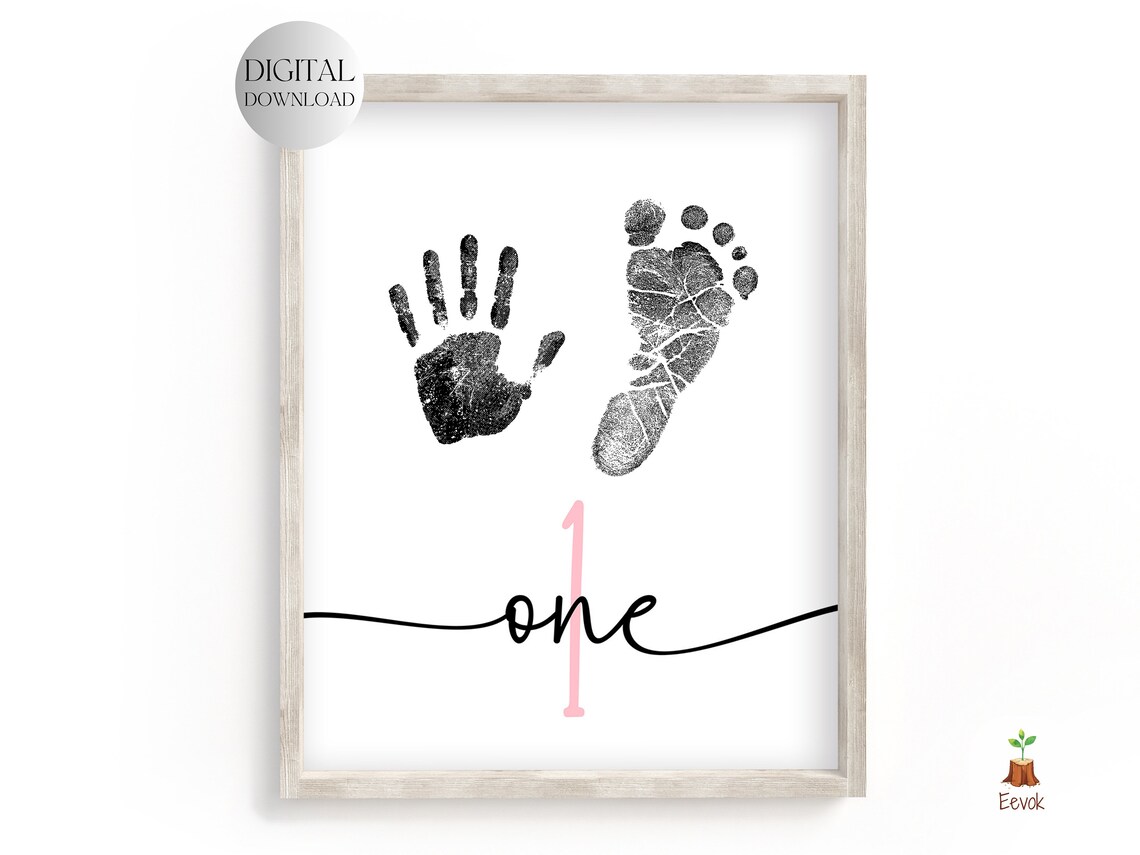 Printable Baby 1st Birthday Milestone, Baby's First Year, Handprint ...
