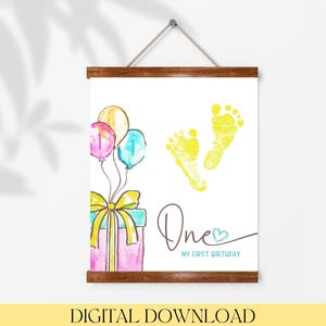Printable Baby 1st Birthday Milestone, Baby's First Year, Handprint ...