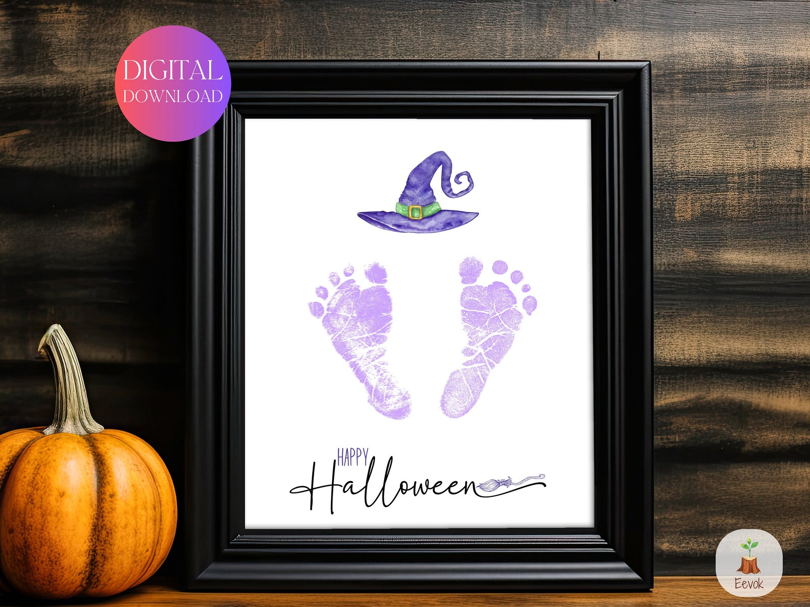 PRINTABLE Footprint Halloween Art Craft, Baby Witch Handprint Craft ...