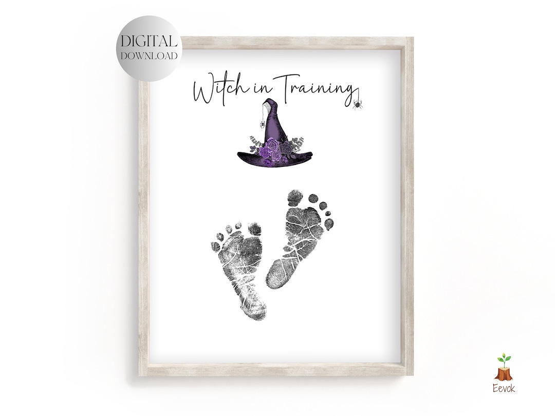 PRINTABLE Footprint Halloween Art Craft, Baby Witch Footprint Craft ...