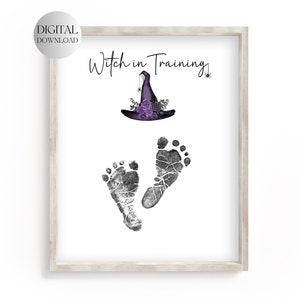 PRINTABLE Footprint Halloween Art Craft, Baby Witch Footprint Craft ...