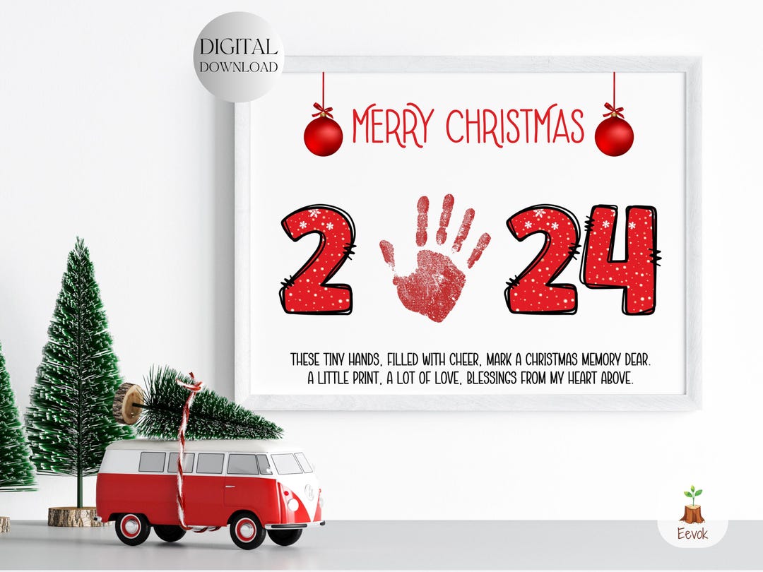 PRINTABLE 2024 Christmas Handprint Craft Xmas Memories Hand Print ...