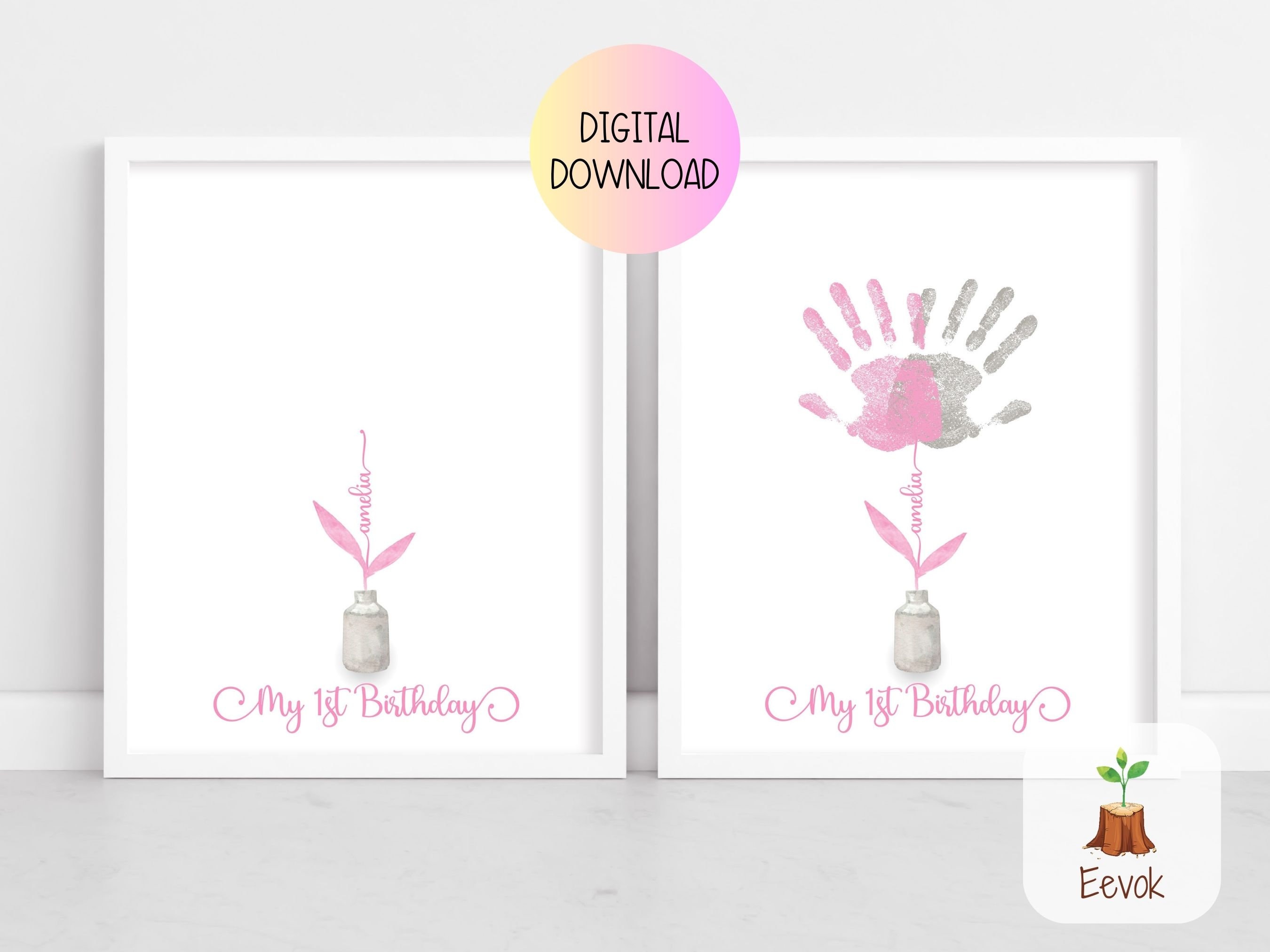 Custom 1st Birthday Handprint Craft, My 1st Birthday Printable ...