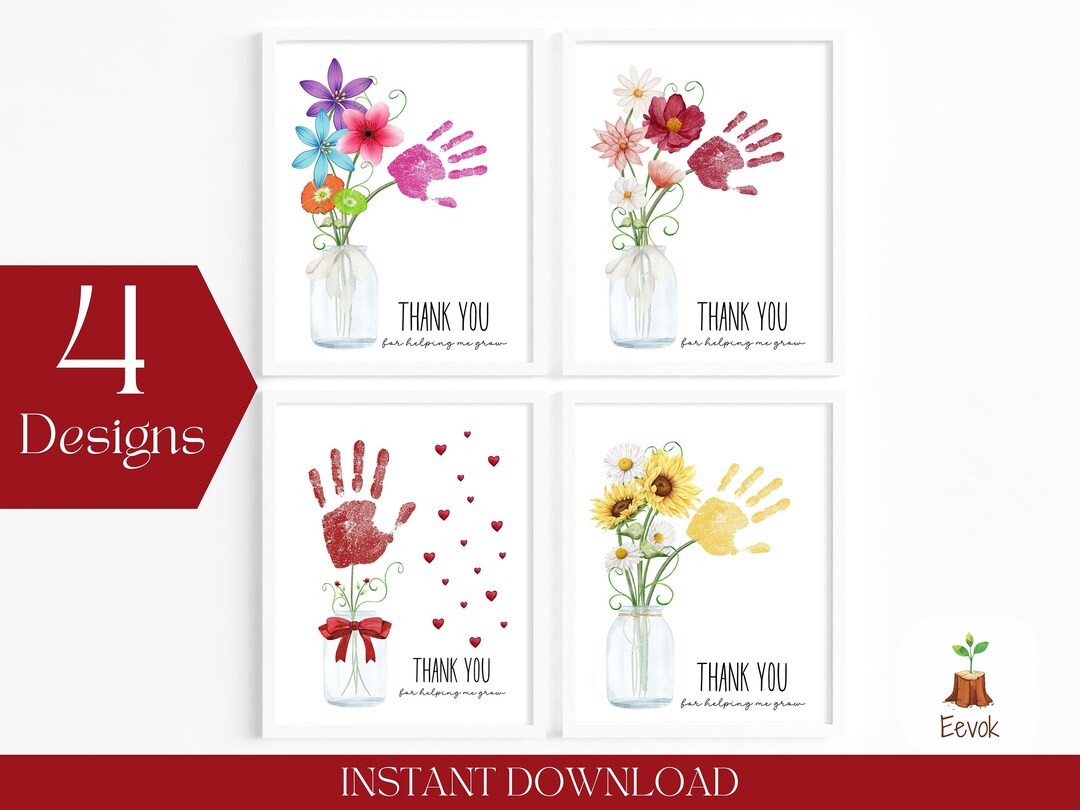 Thank You for Helping Me Grow Handprint Bouquet Flower Jar Handprint ...