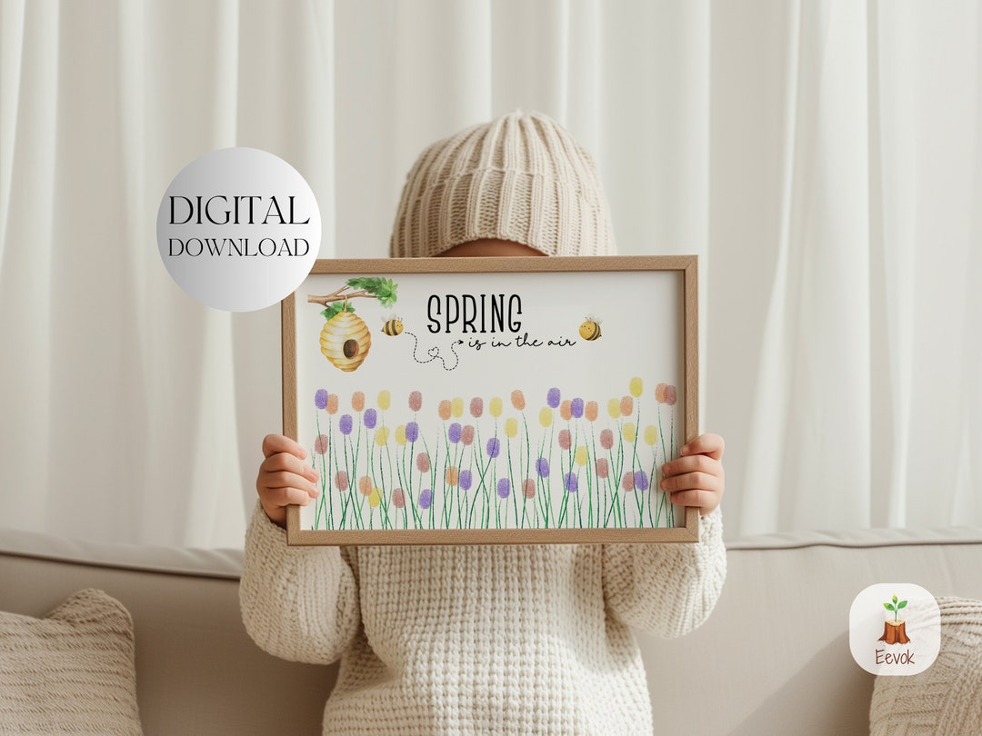 Printable Preschool Craft, Kids Spring is in the Air Fingerprint Art ...