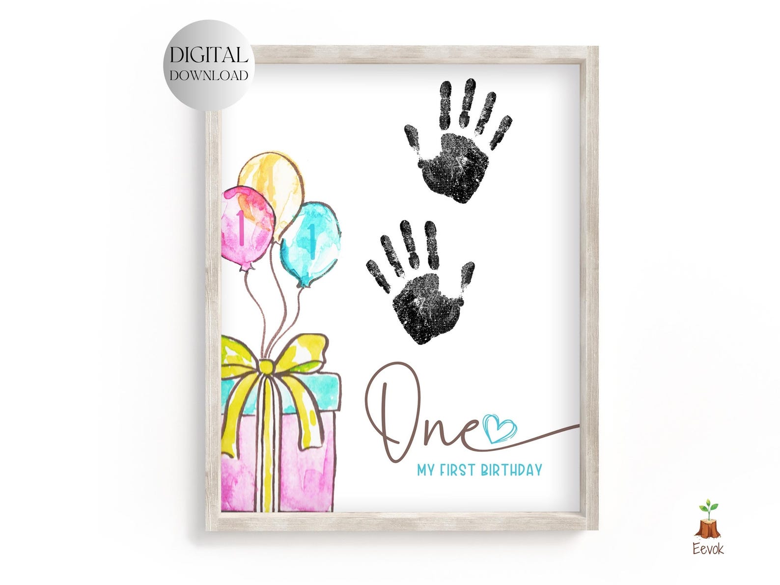 Printable Baby 1st Birthday Milestone, Baby's First Year, Handprint ...
