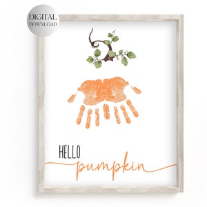 PRINTABLE Footprint Pumpkin Handprint Craft Baby Footprint Thanksgiving ...