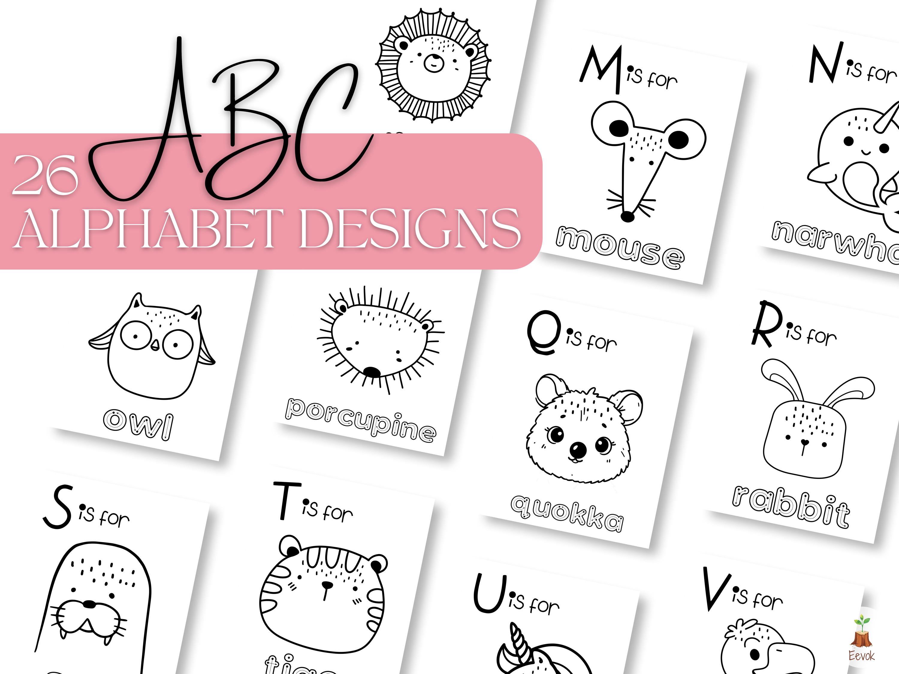 Printable Preschool Alphabet Coloring Pages Activity A-Z Animals ...
