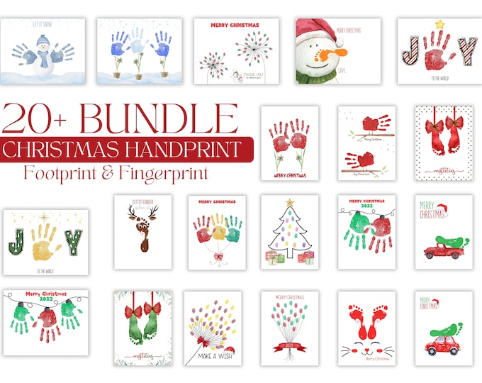 Christmas Handprint Footprint Art Craft Set of 9, Christmas Gift for ...