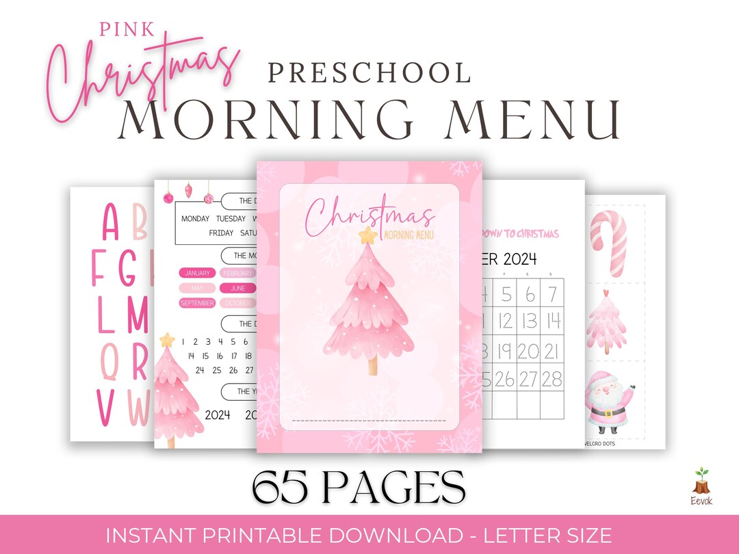 Printable Pink Christmas Morning Menu, Homeschool Unit Study, Preschool ...