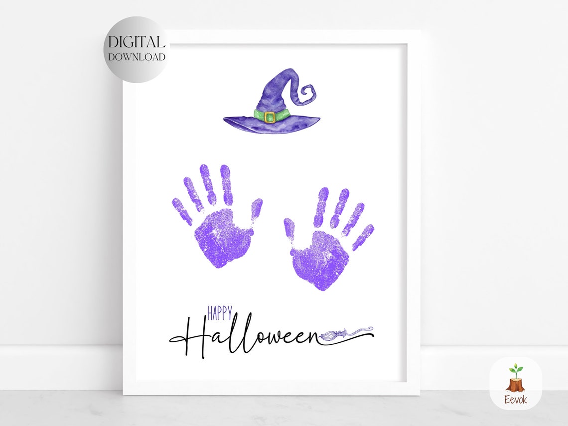 PRINTABLE Footprint Halloween Art Craft, Baby Witch Handprint Craft ...