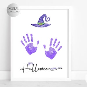 PRINTABLE Footprint Halloween Art Craft, Baby Witch Handprint Craft ...