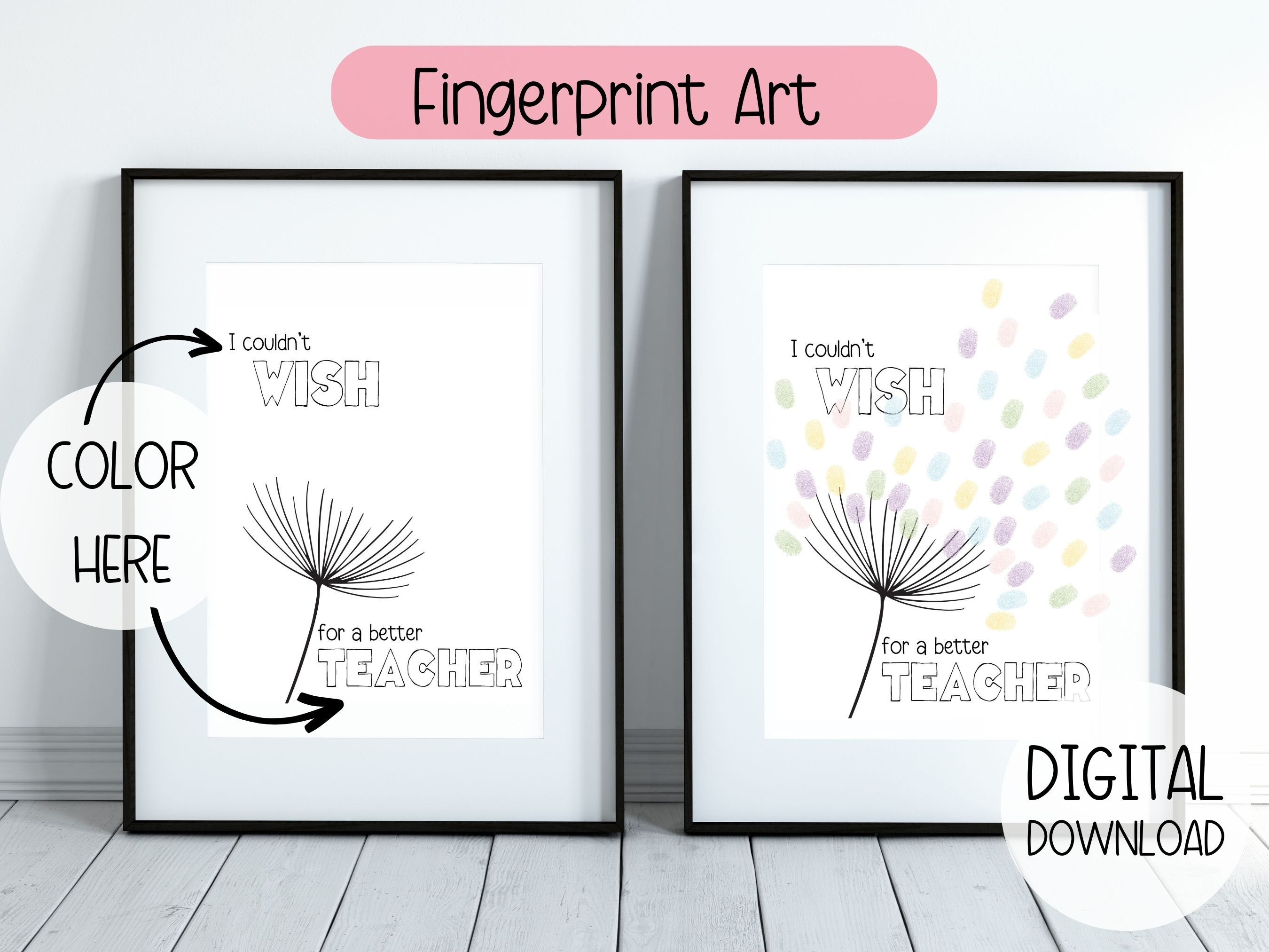 Teacher Appreciation Gift Printable Fingerprint Art Printable Craft for Kids Fingerprint Craft ...