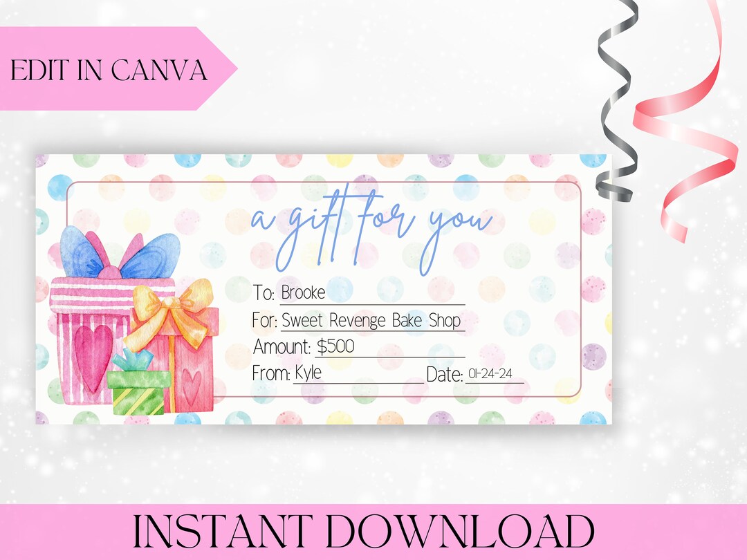 Printable Gift Certificate Ticket Template Gift Card Coupon Printable ...