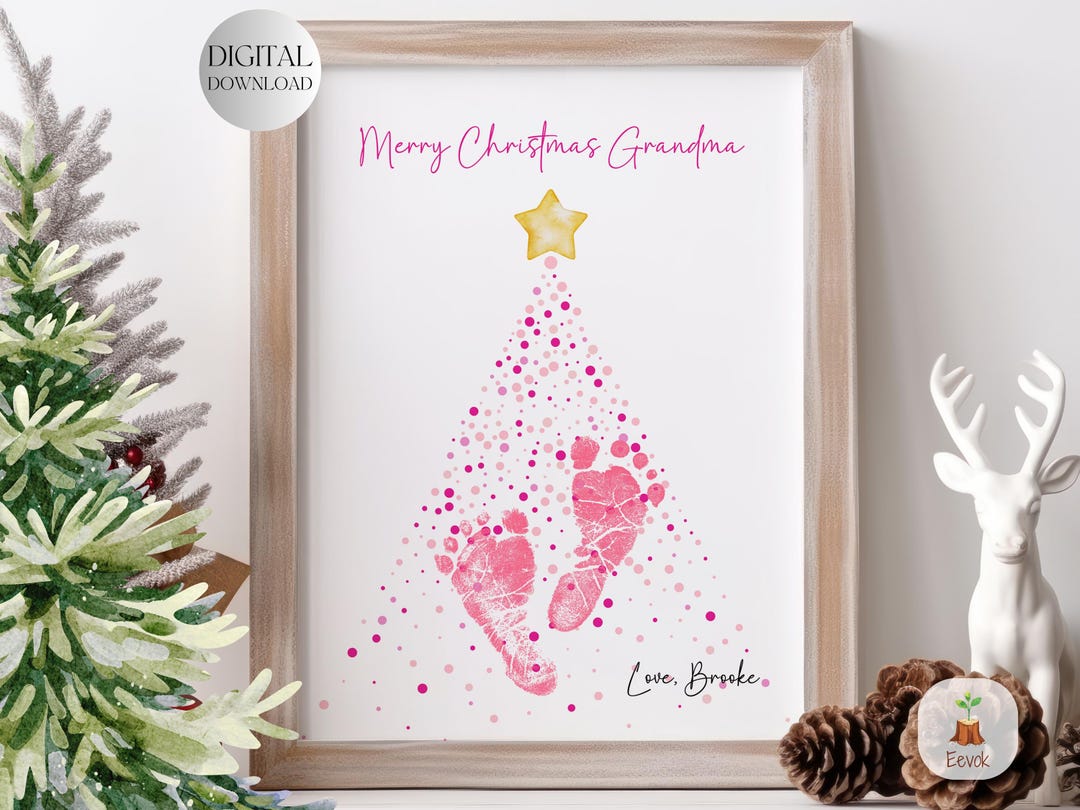 PRINTABLE Personalized Christmas Handprint Art Gift From Kids Printable ...