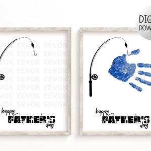 Father's Day Handprint Art, Handprint Gift for Dad From Kids, Fishing ...