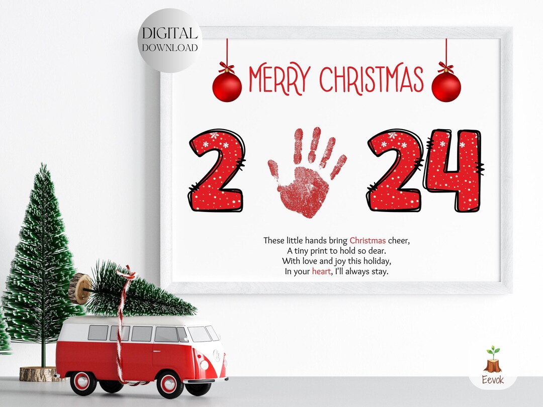 PRINTABLE 2024 Christmas Handprint Craft Xmas Memories Handprint ...
