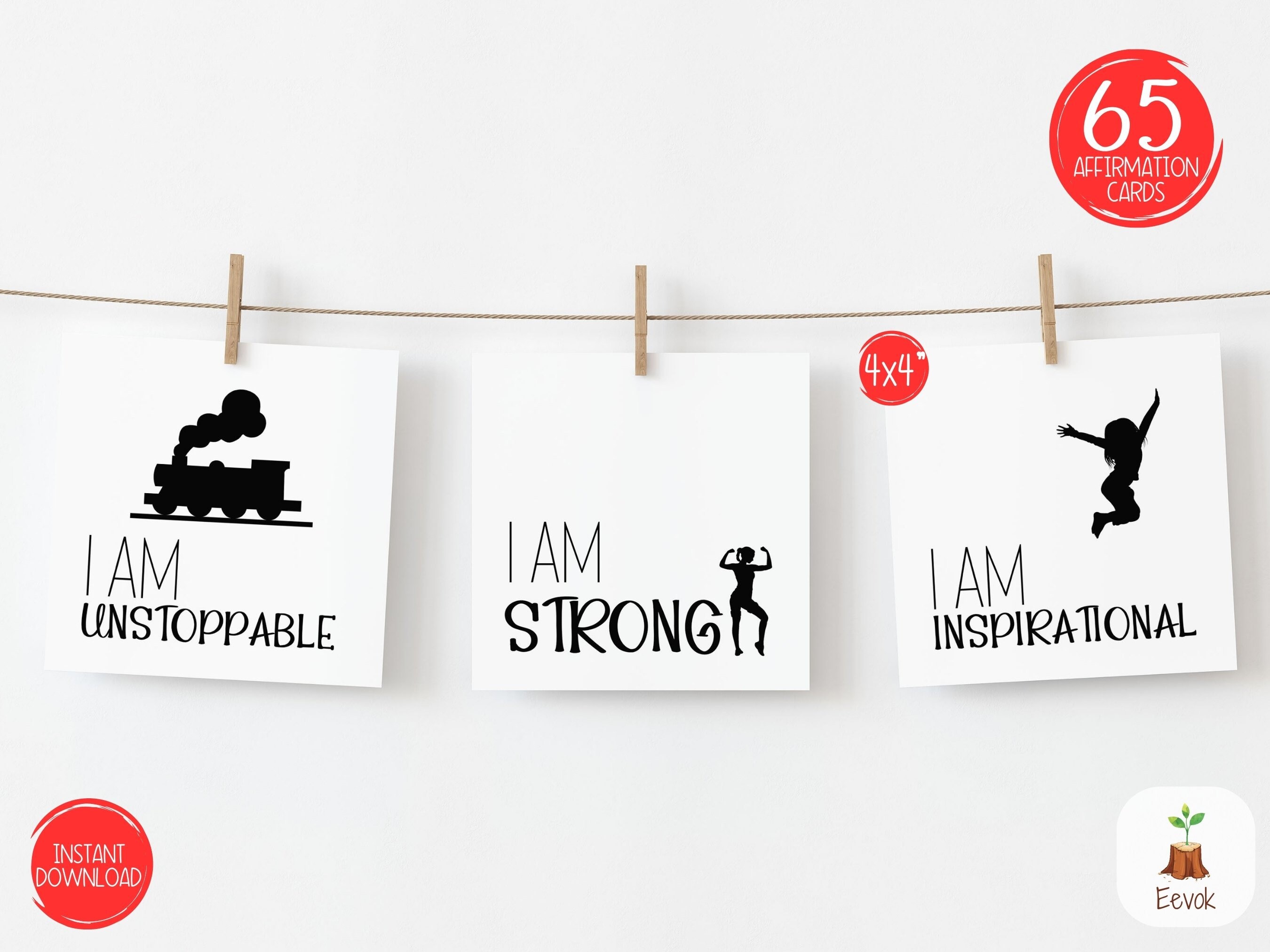Kids Affirmation Cards, Kids Motivational Cards, I AM Strong, Kids I AM ...