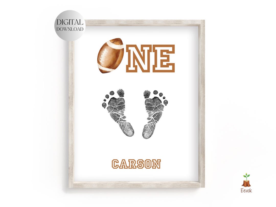 PRINTABLE Football Handprint Craft, Fathers Day Football Footprint, 1 ...