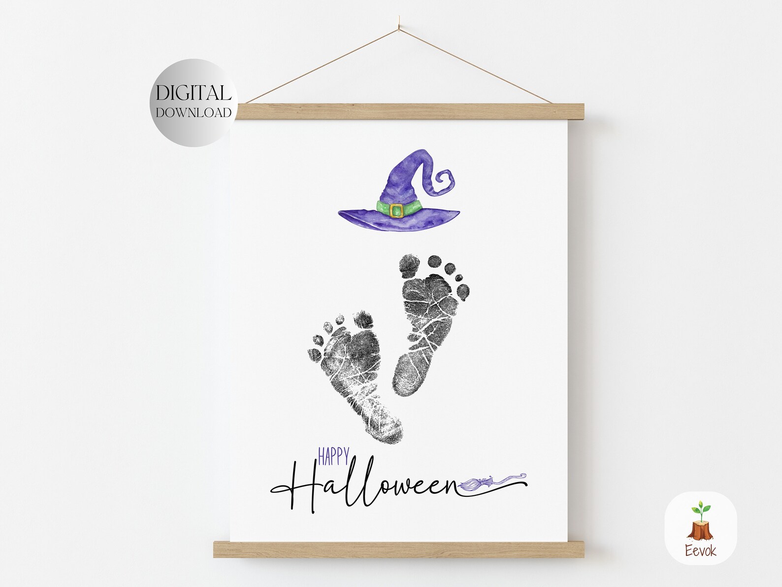 PRINTABLE Footprint Halloween Art Craft, Baby Witch Handprint Craft ...