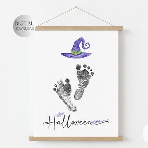 PRINTABLE Footprint Halloween Art Craft, Baby Witch Handprint Craft ...
