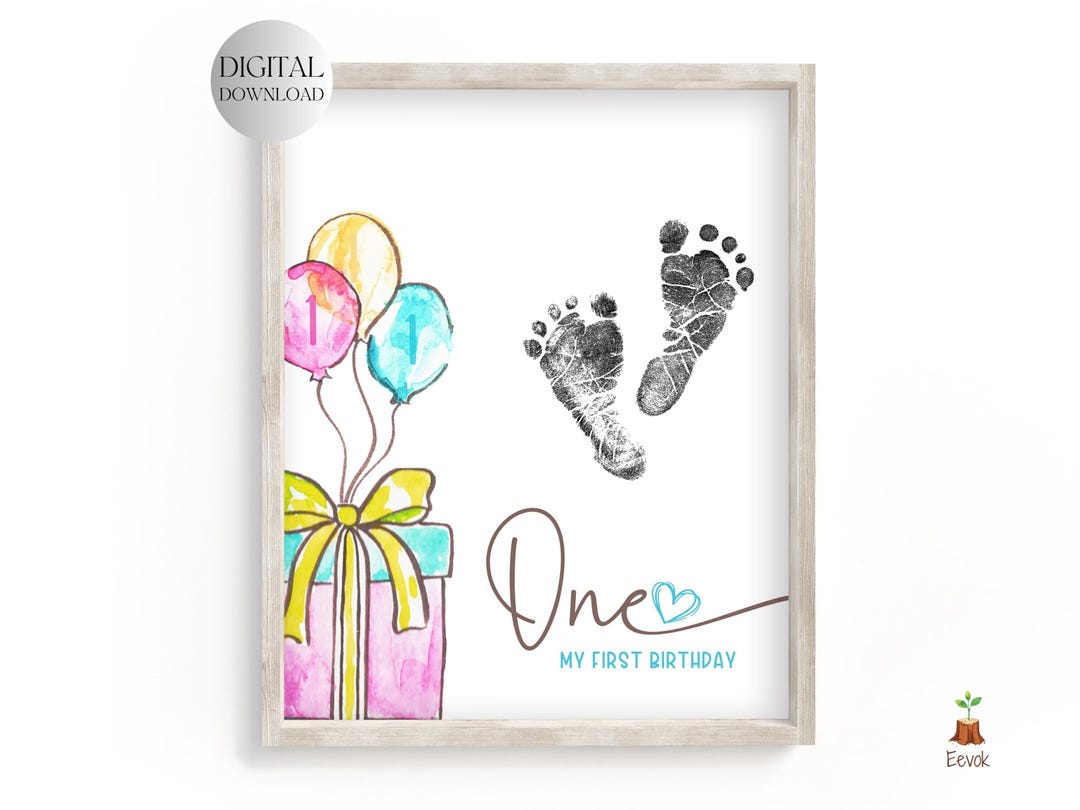 Printable Baby 1st Birthday Milestone, Baby's First Year, Handprint ...